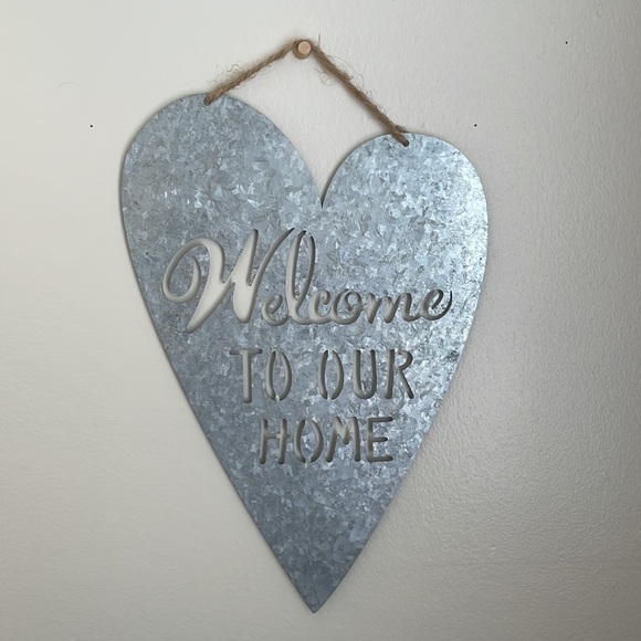 Wall Decor | Welcome To Our Home Heart Shaped Galvanized Steel Hanging ...